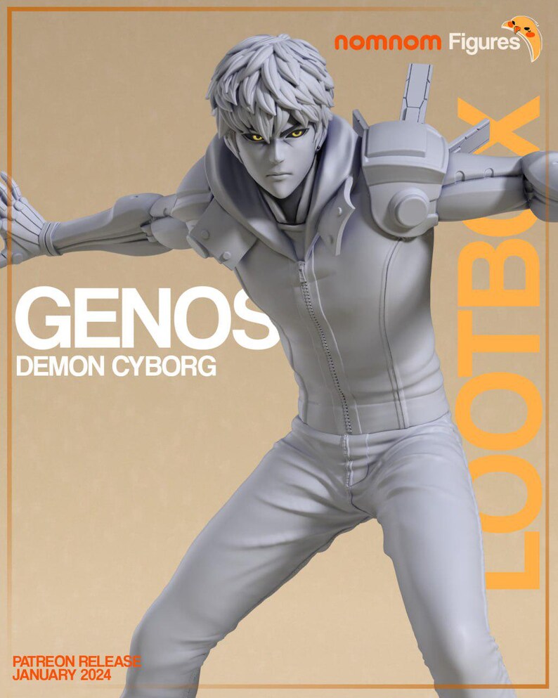 Genos From one Punch Man Figure 3D Print PLA Painted - Etsy
