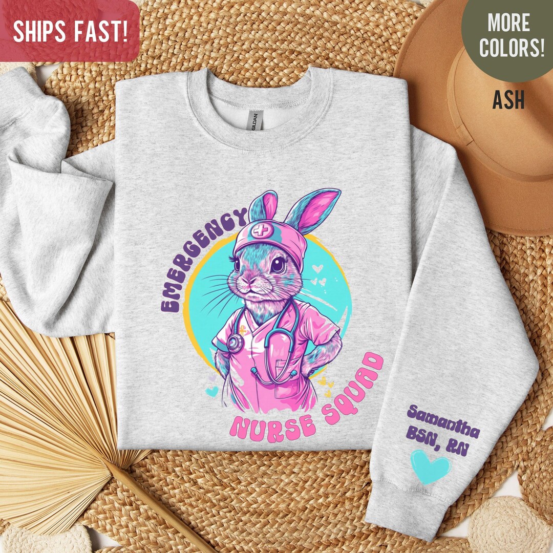 Personalized Easter Emergency Nurse Squad Sweatshirt Custom Easter ...