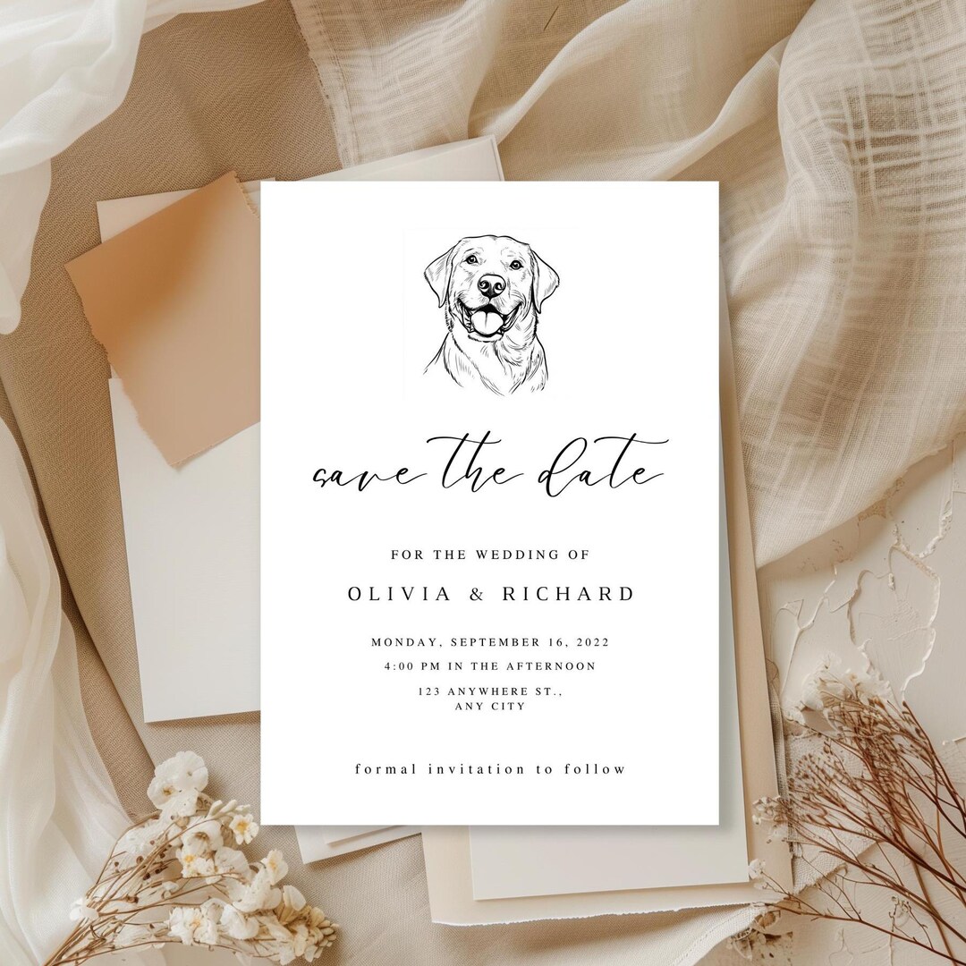Labrador Retriever Pet Save the Date, Invitation Template, Minimalist ...
