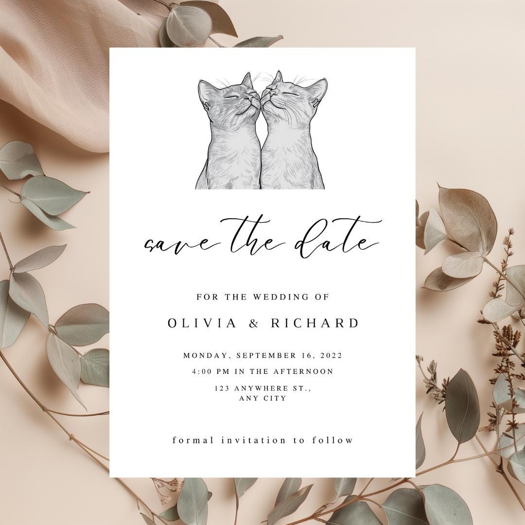 Russian Blue Cats Pet Save the Date Invitation Template Minimalist Cat ...