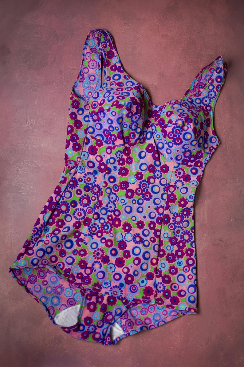 Vibrant 1970s Floral Bathing Suit From Ex-yugoslavia - Retro Swimwear ...