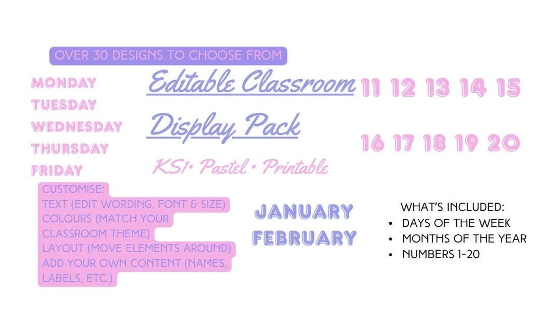Editable Pastel Classroom Decor Bundle - Etsy