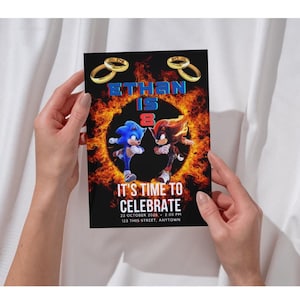 Invitación de cumpleaños de Sonic Shadow the Hedgehog Fiesta Imprimible ...