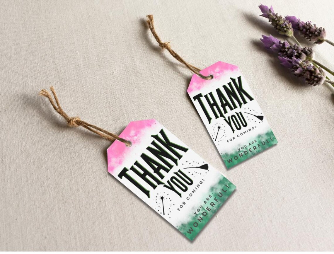 Wicked Birthday Party Favor Tags: Printable Thank You Labels (digital ...