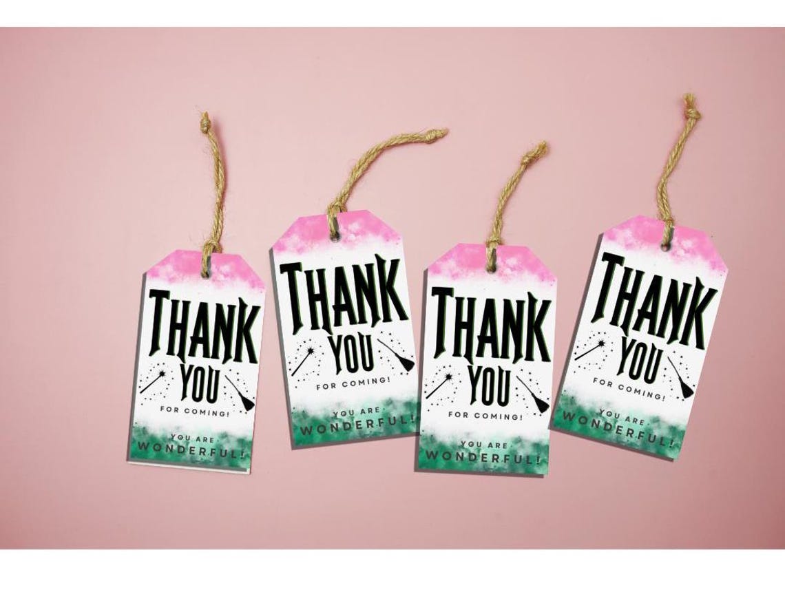 Wicked Birthday Party Favor Tags: Printable Thank You Labels (digital ...