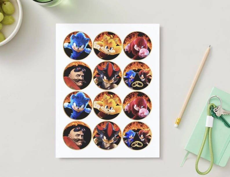 Cupcake Toppers Sonic Birthday Printable Party Decorations Stickers ...
