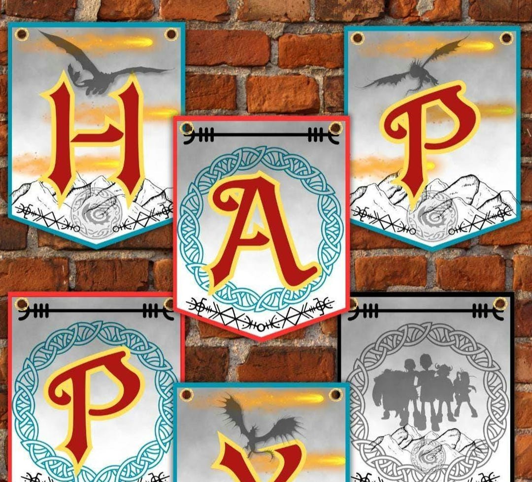 How to Train Your Dragon Printable Birthday Banner Movie HTTYD Party ...