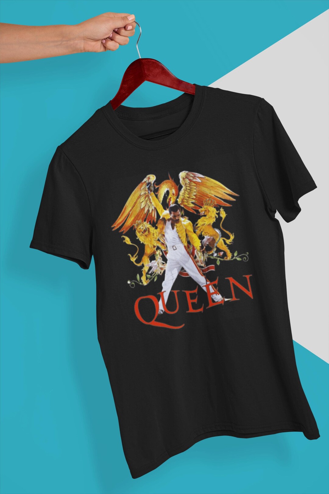 Freddie Mercury Queen Band Logo Unisex T-shirt Hoodie Sweatshirt Rock Music Concert Vintage ...