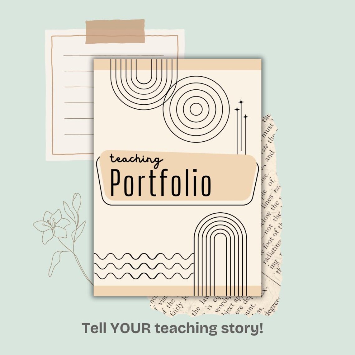 Teaching Portfolio Cover - Printable Front & Back Portfolio Covers - Etsy