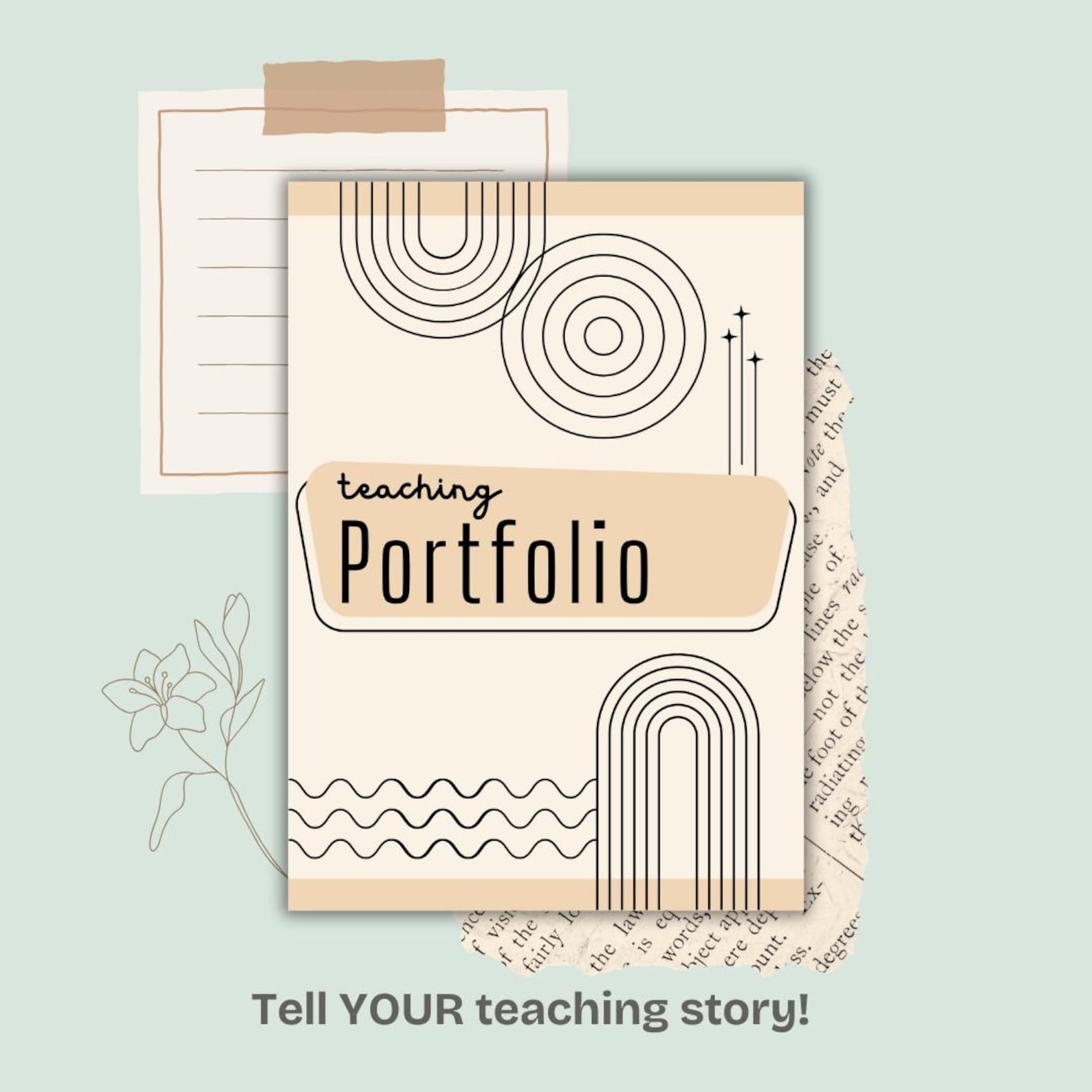 Teaching Portfolio Cover - Printable Front & Back Portfolio Covers - Etsy