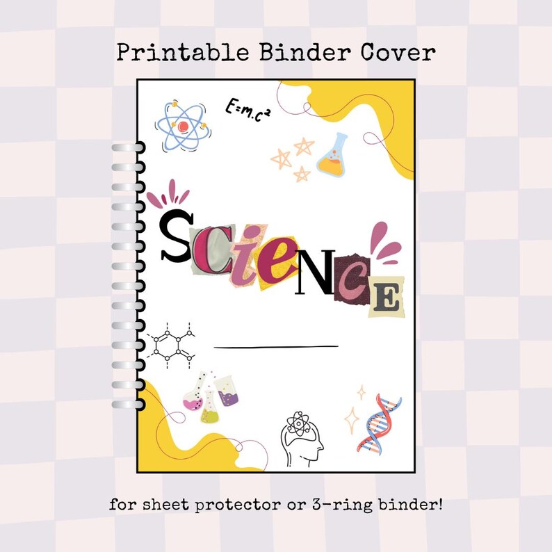 Retro Binder Covers: College & School Subjects (printable Digital ...