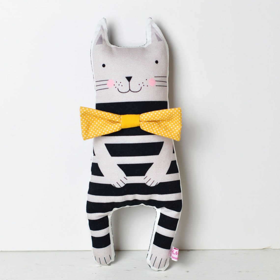 Striped Plush Cat Toy With Bow Tie, Nursery Decor - Etsy