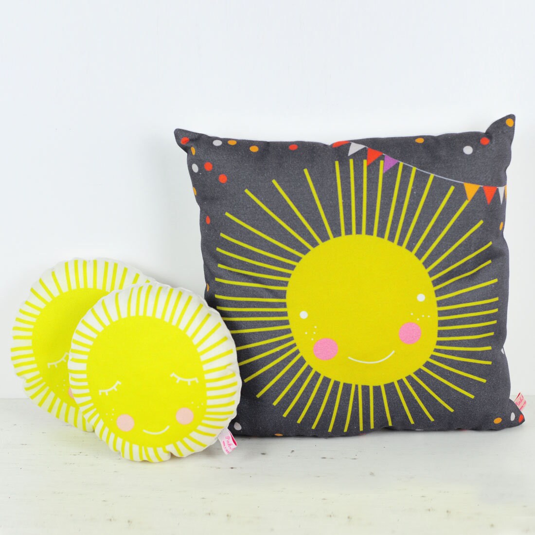 Decorative Throw Pillow for Kids Room With Sun in Gray and | Etsy