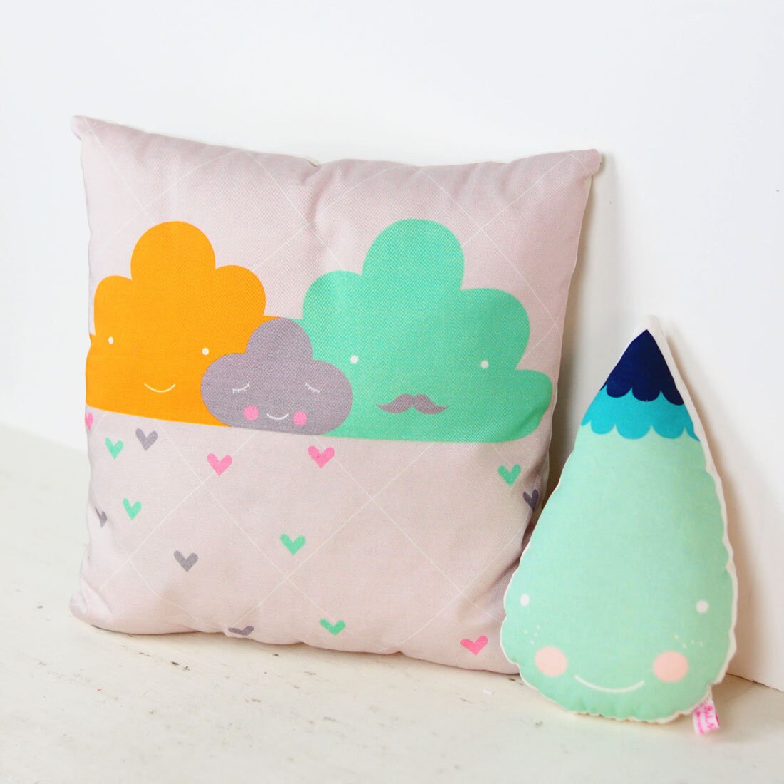 Decorative Throw Pillow for Kids Room With Clouds Family in - Etsy