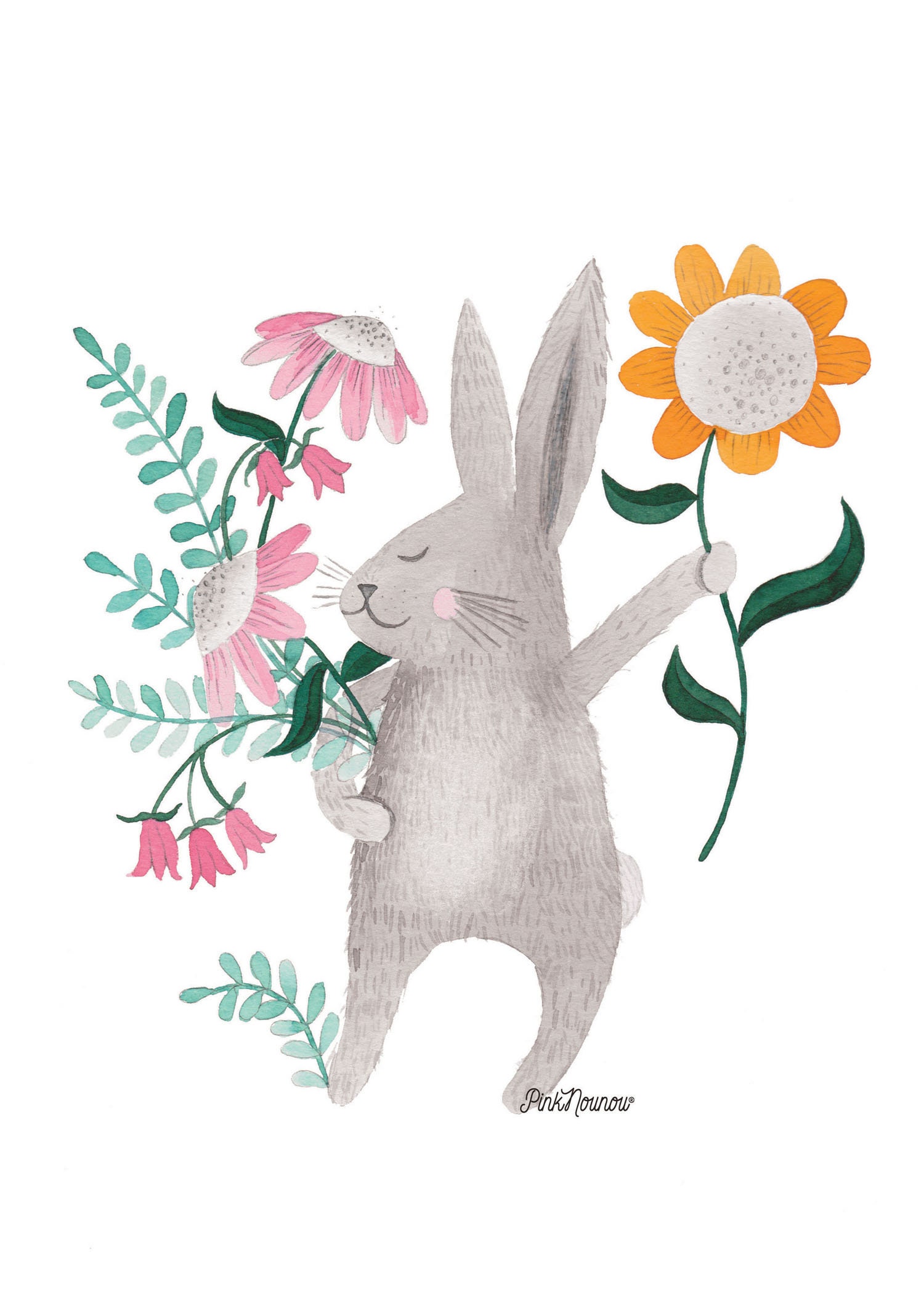 Set of Two Art Prints Illustrations of a Bunny & Quote for the Nursery ...