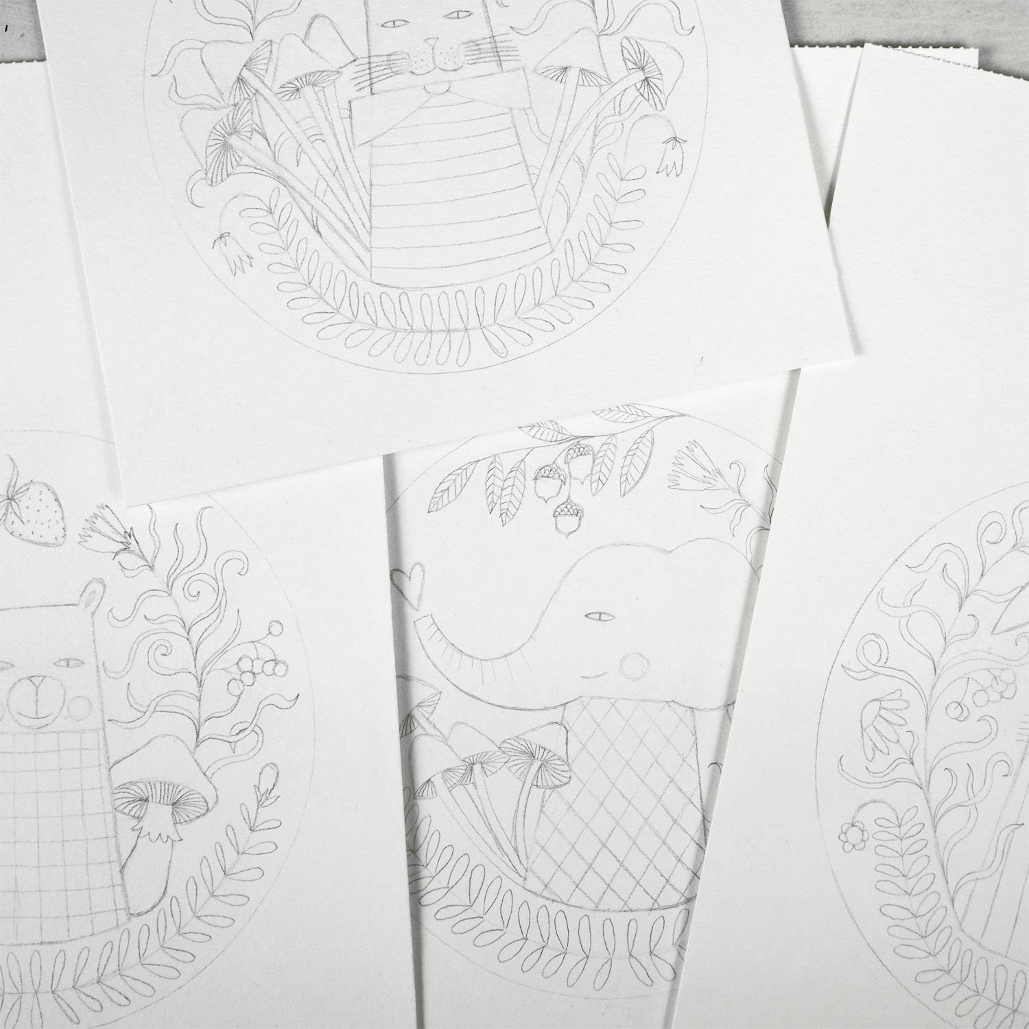 Indigo Elephant With Plants Original Watercolor Painting Illustration ...