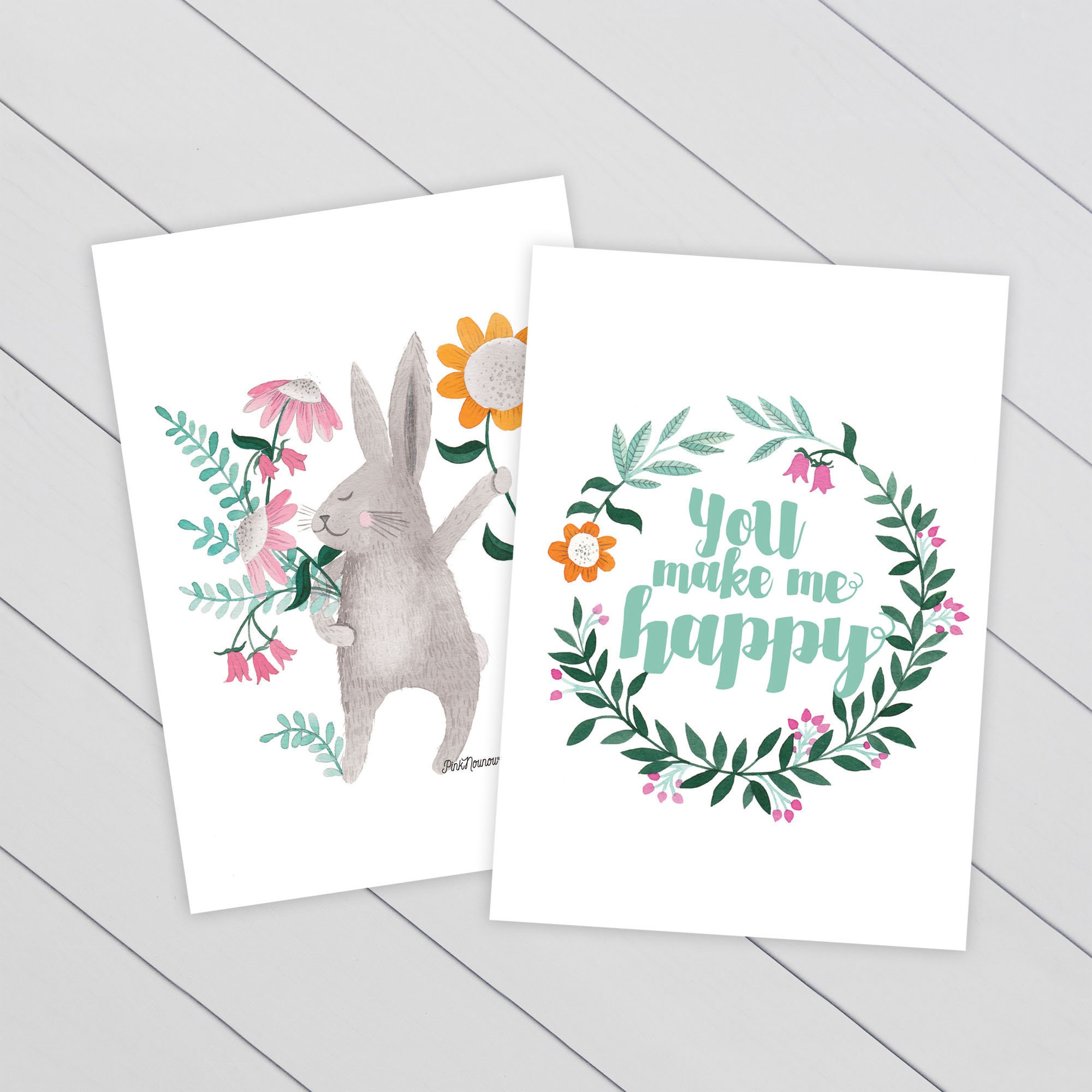 Set of Two Art Prints Illustrations of a Bunny & Quote for the Nursery ...