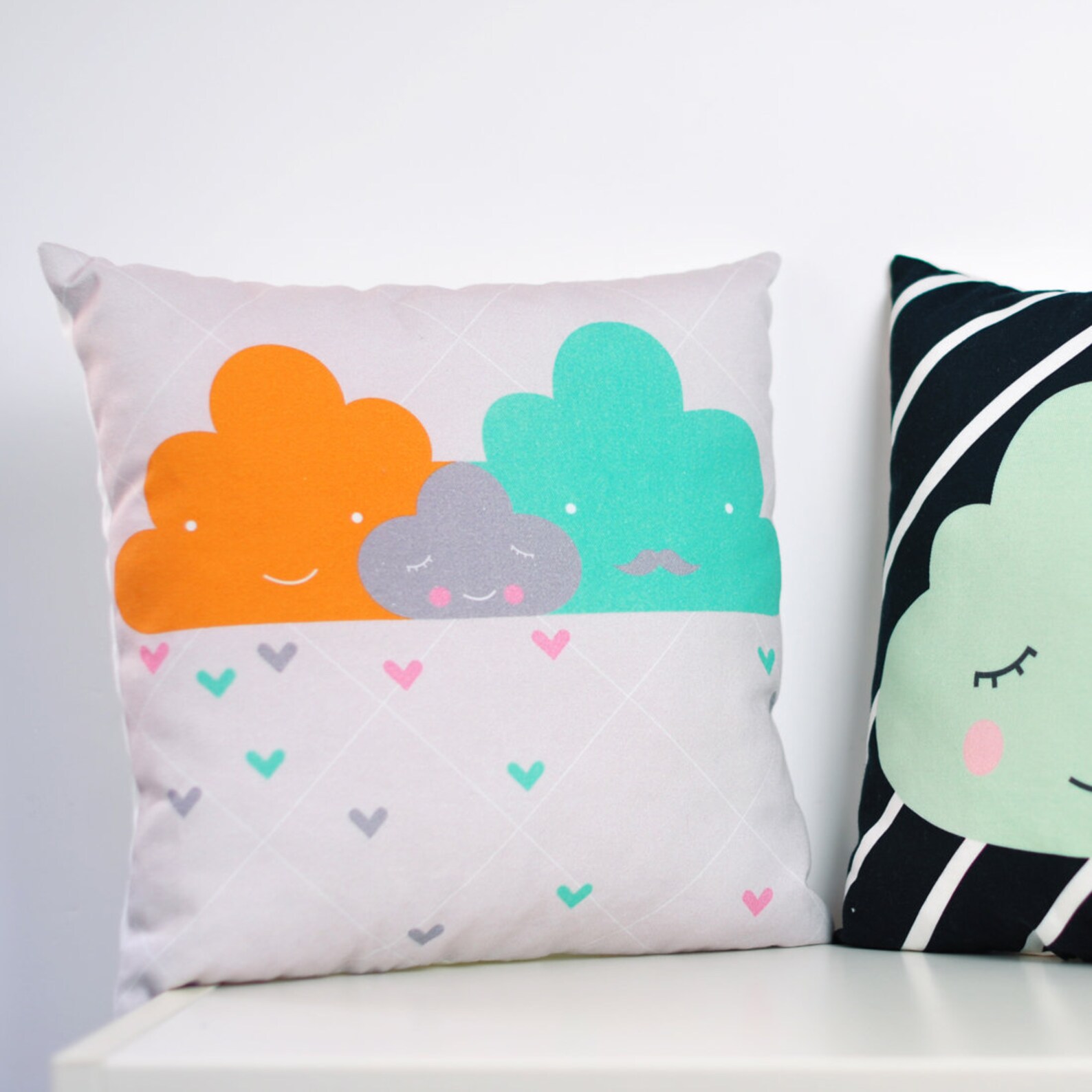 Decorative Throw Pillow for Kids Room With Clouds Family in - Etsy