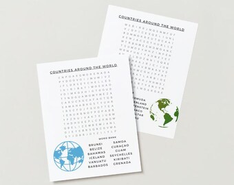 Countries of the World Word Search - Etsy