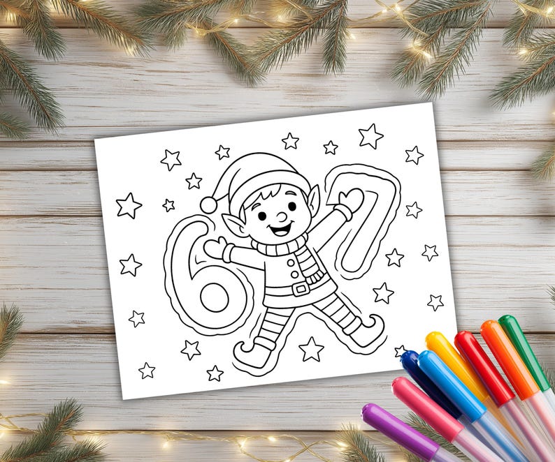 6-7 Elf Printable Christmas Coloring Pages, Six Seven Meme, Xmas ...