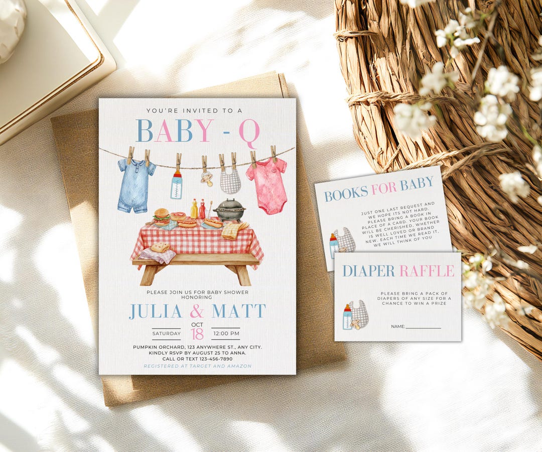 BBQ Baby Shower Invitation, Baby-q Invite, Editable Template (instant ...