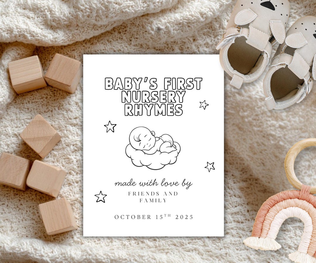 Nursery Rhyme Baby Shower Guestbook, Printable Keepsake (digital ...