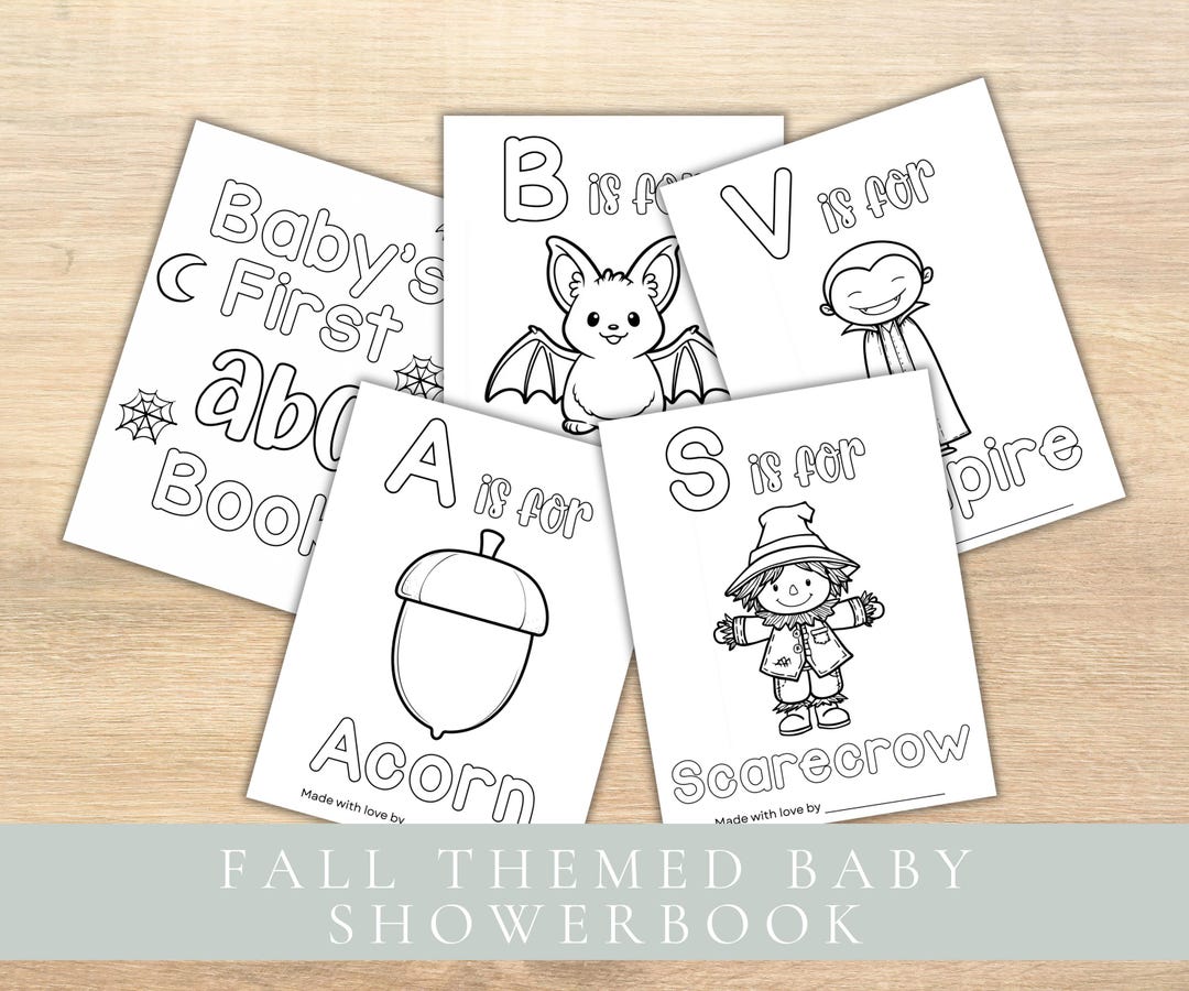 Fall Halloween ABC Coloring Book, Baby Shower Activity (digital ...