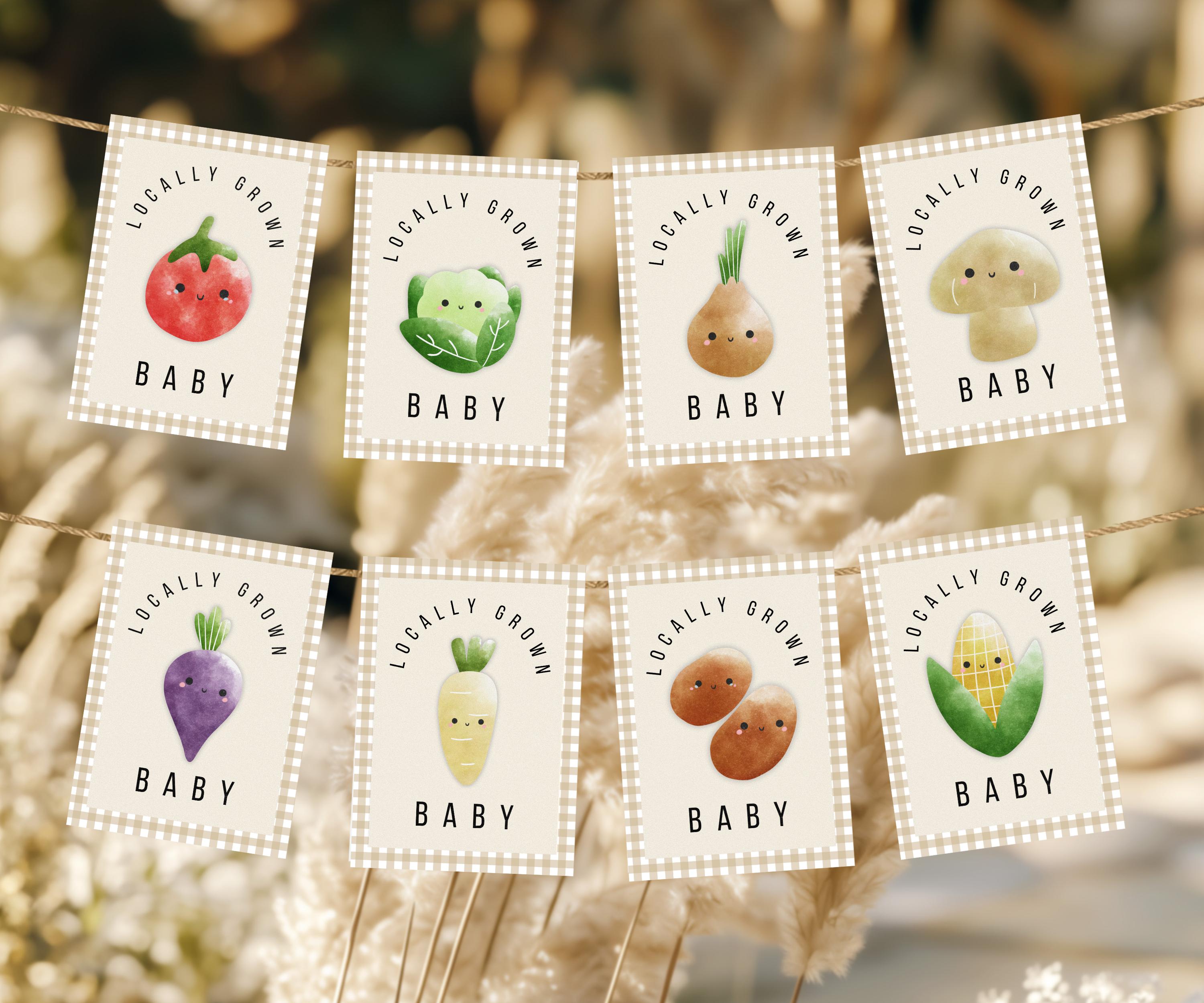 Watercolor Vegetable Baby Shower Banner, Locally Grown Theme (digital ...