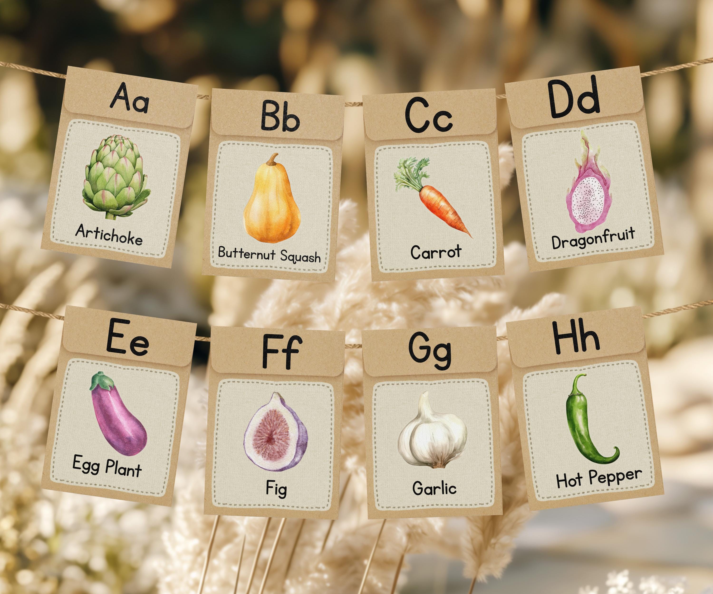 Fruit & Veggies Alphabet Banner, Farmers Market Baby, Locally Grown ...