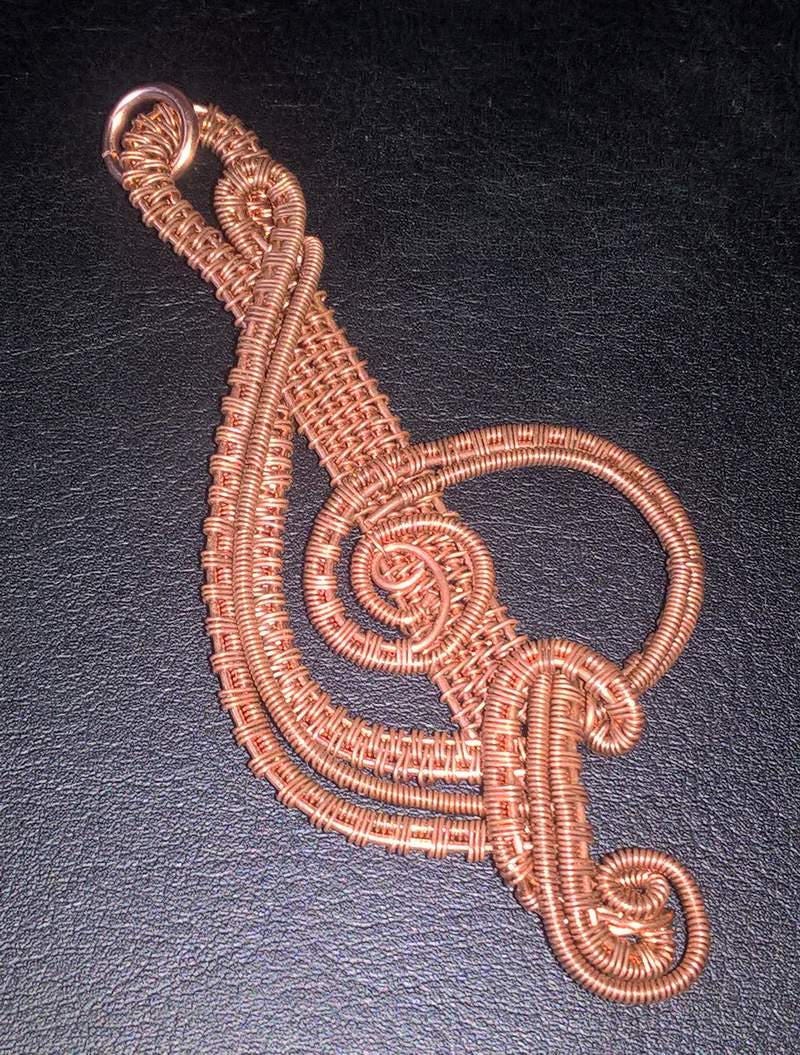 Wire Pendant Trebble Clef Copper/sterling Silver - Etsy