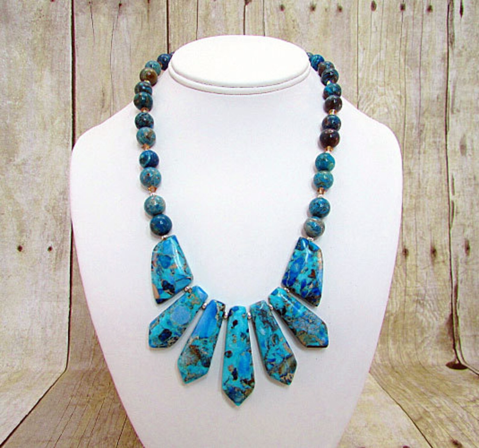 Blue Impression Jasper Pendant Necklace - - Etsy