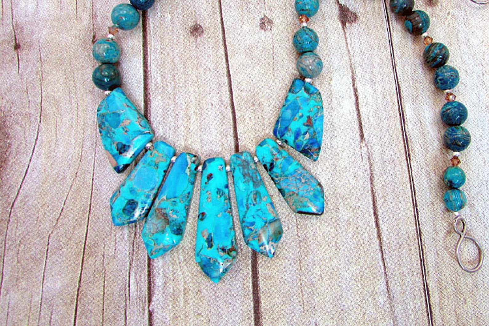 Blue Impression Jasper Pendant Necklace - - Etsy