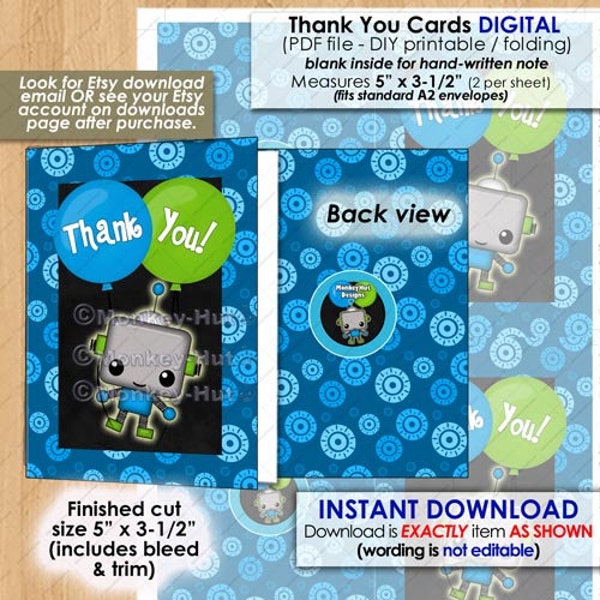Robot Thank You Cards - Etsy