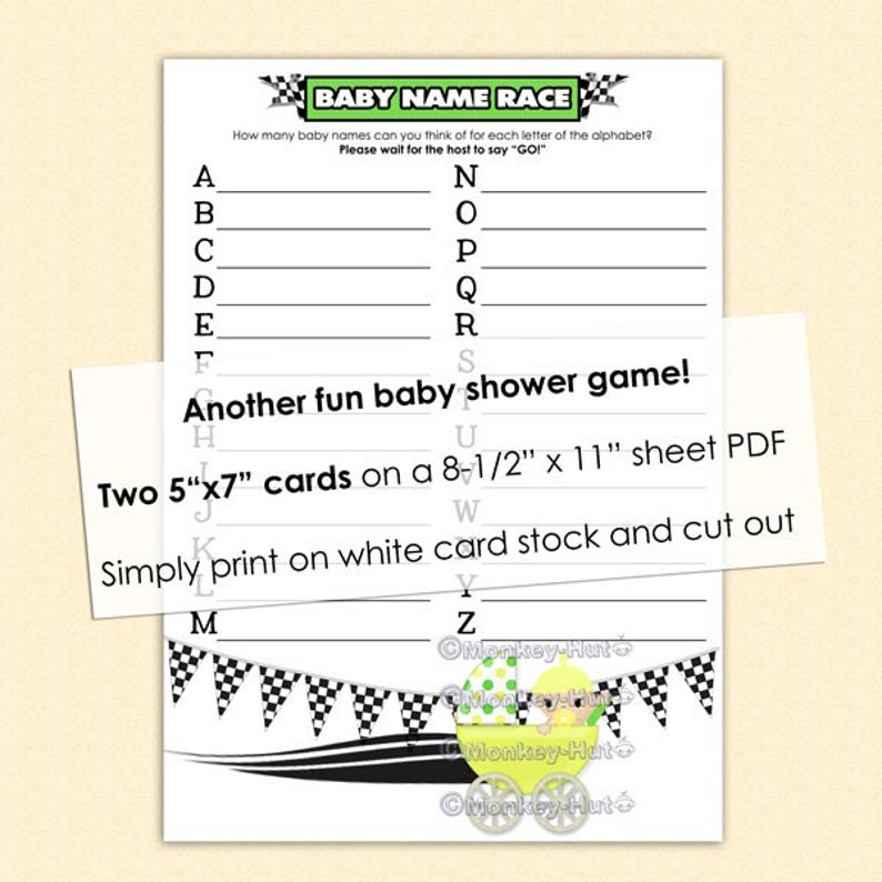 Baby Shower Game BABY NAME RACE Boy Girl Neutral Printable Pdf - Etsy