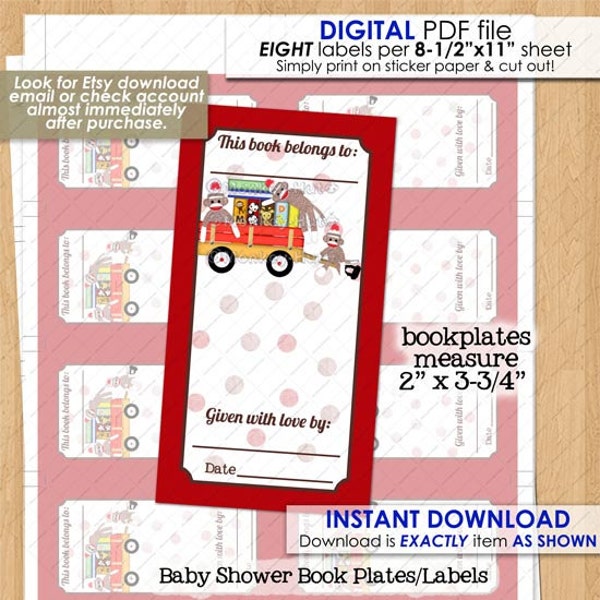 Sock Monkey Labels - Etsy