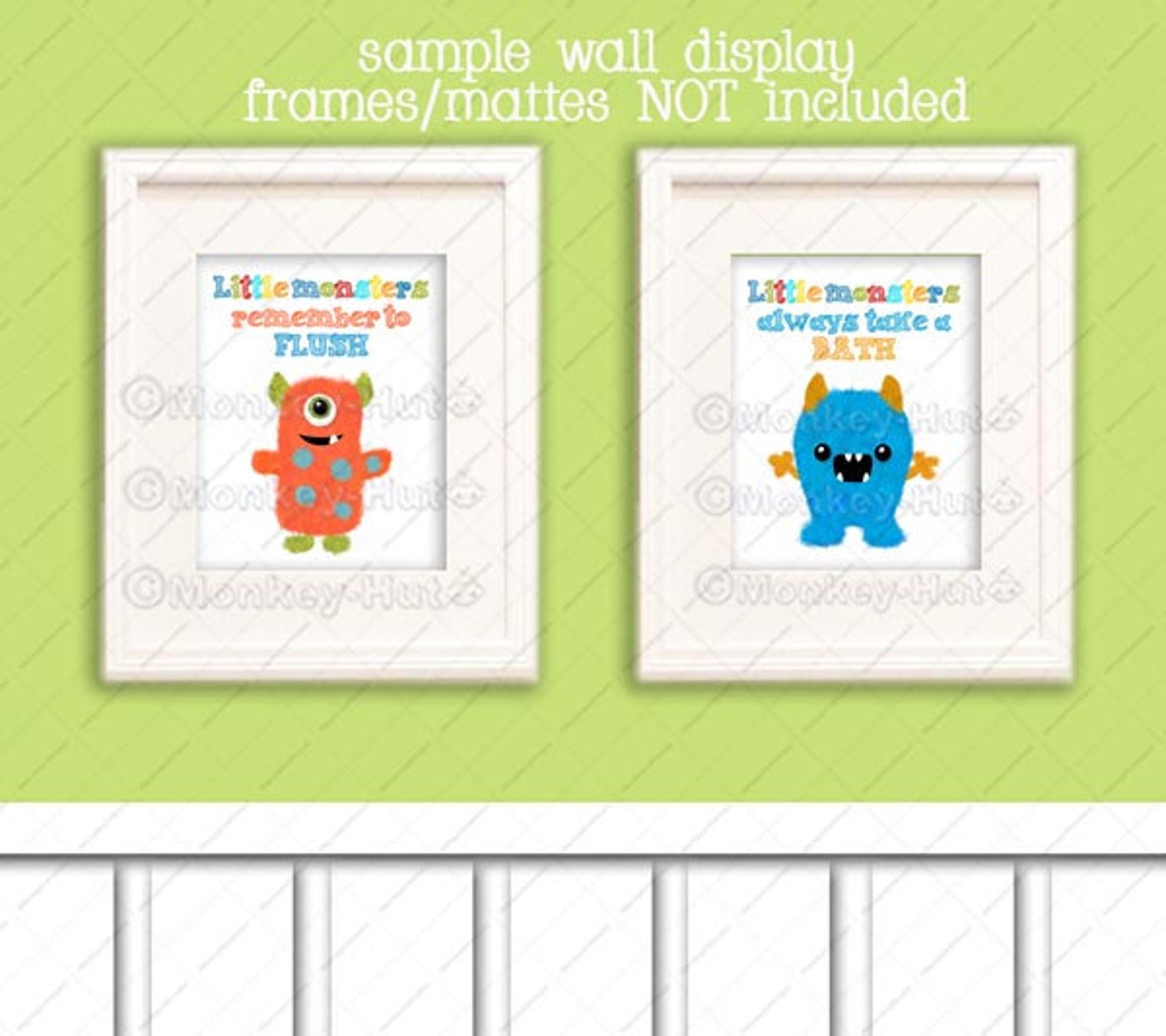 Monster Bathroom Art Print Set / Kids Bathroom Art - Etsy