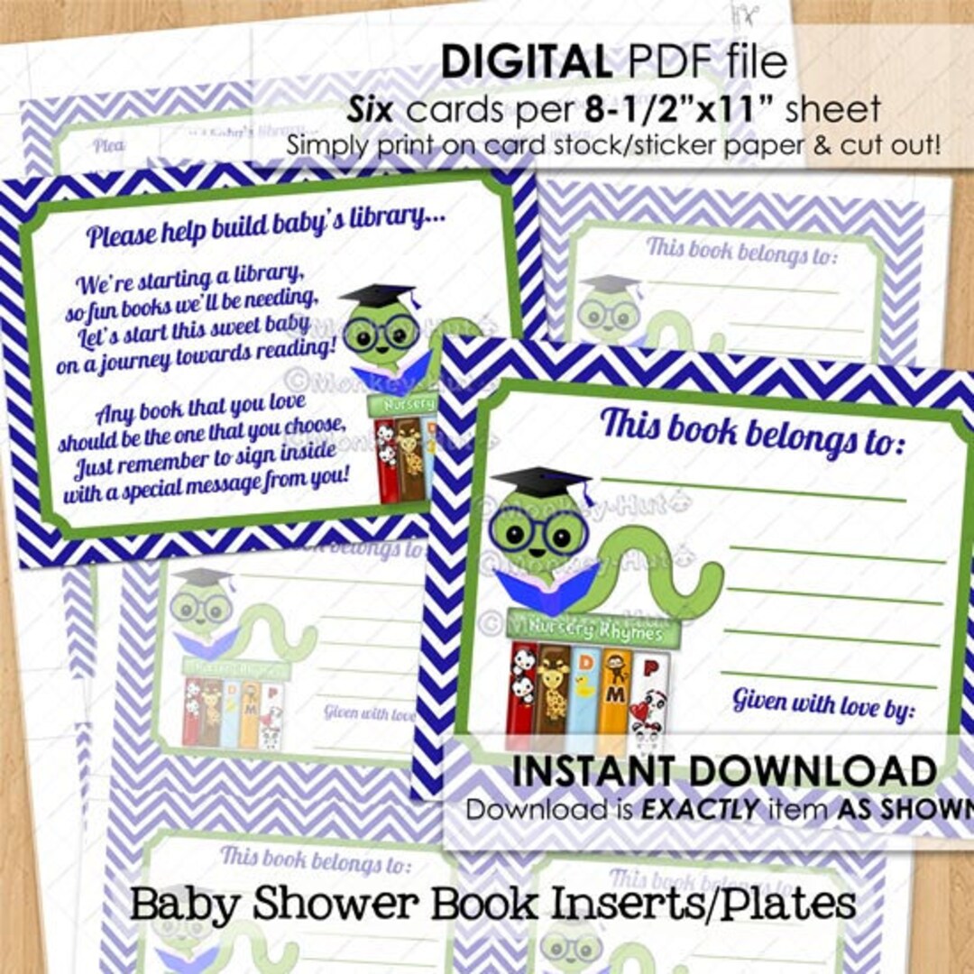 Smart Lil BOY Bookworm Book Plate Label Plus Insert Bring a Book ...