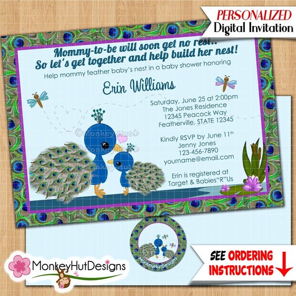 Peacock Invitations - Etsy