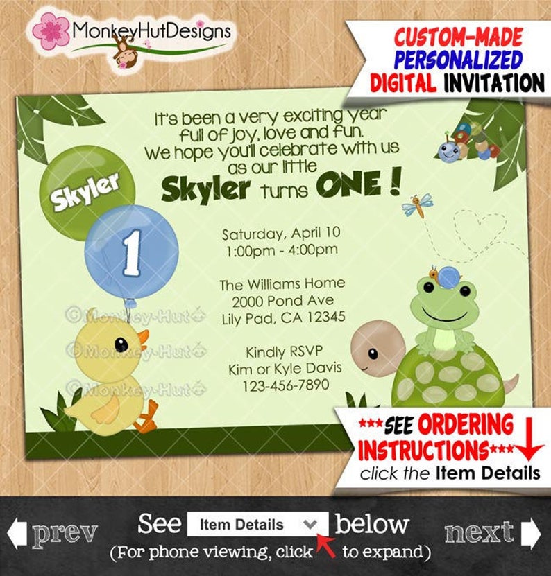 Paper Pond Baby Shower Invitations In the Pond Duck Turtle Frog bugs ...