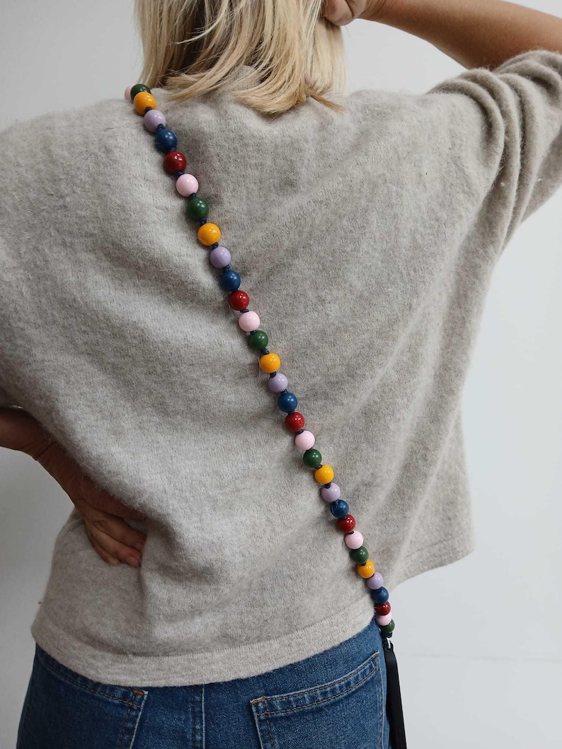 Multicolour Beaded Phone Strap | Handmade Wooden Bead Phone Strap ...
