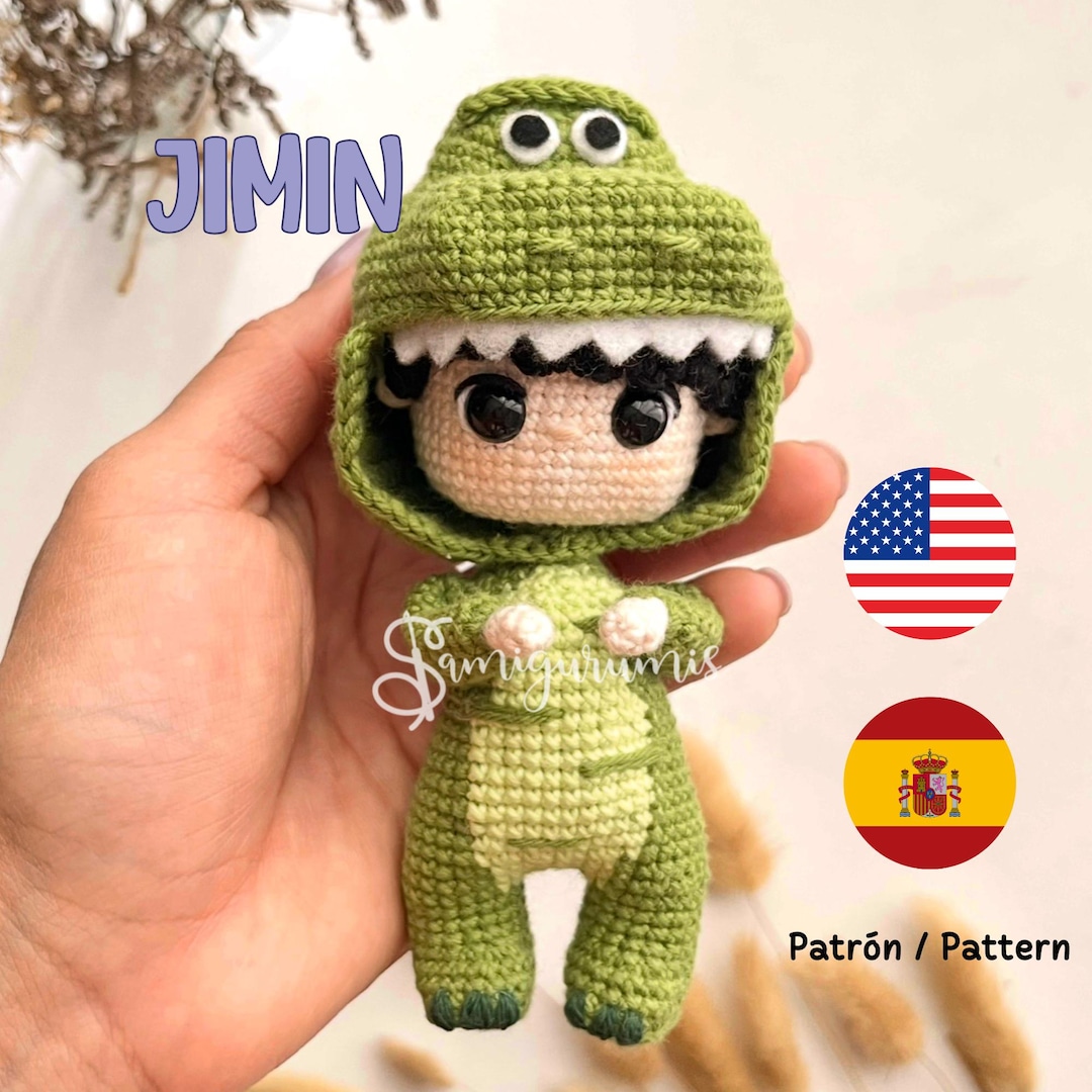 Crochet Doll Pattern, JIMIN, Amigurumi, Dinosaur Costume, Bts, K-pop ...
