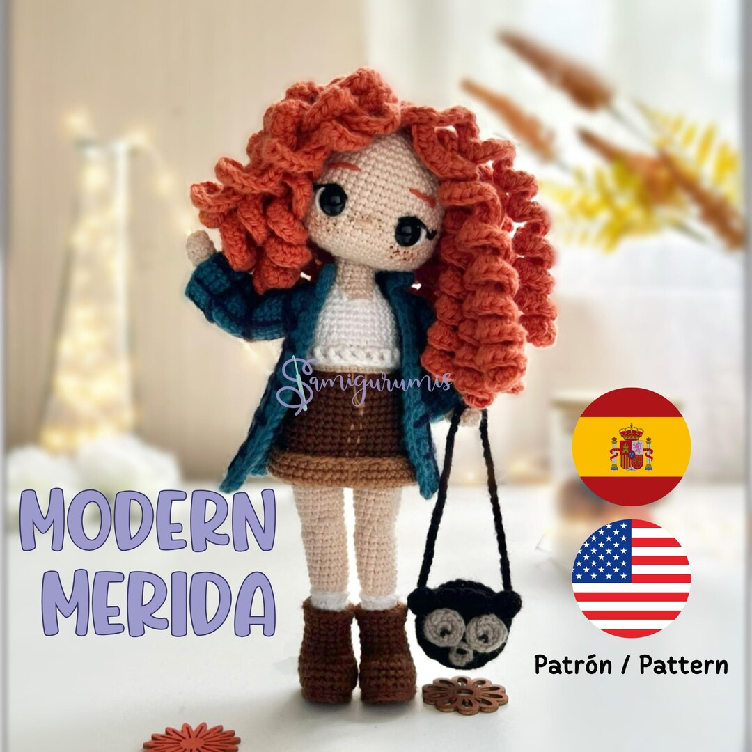 Crochet Doll Pattern, MODERN MERIDA, Amigurumi, Brave, Modern Outfit ...