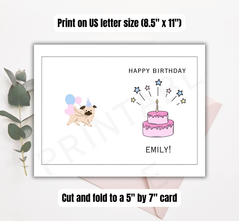 Printable & Editable Cute Birthday Card Instant Digital Download - Etsy