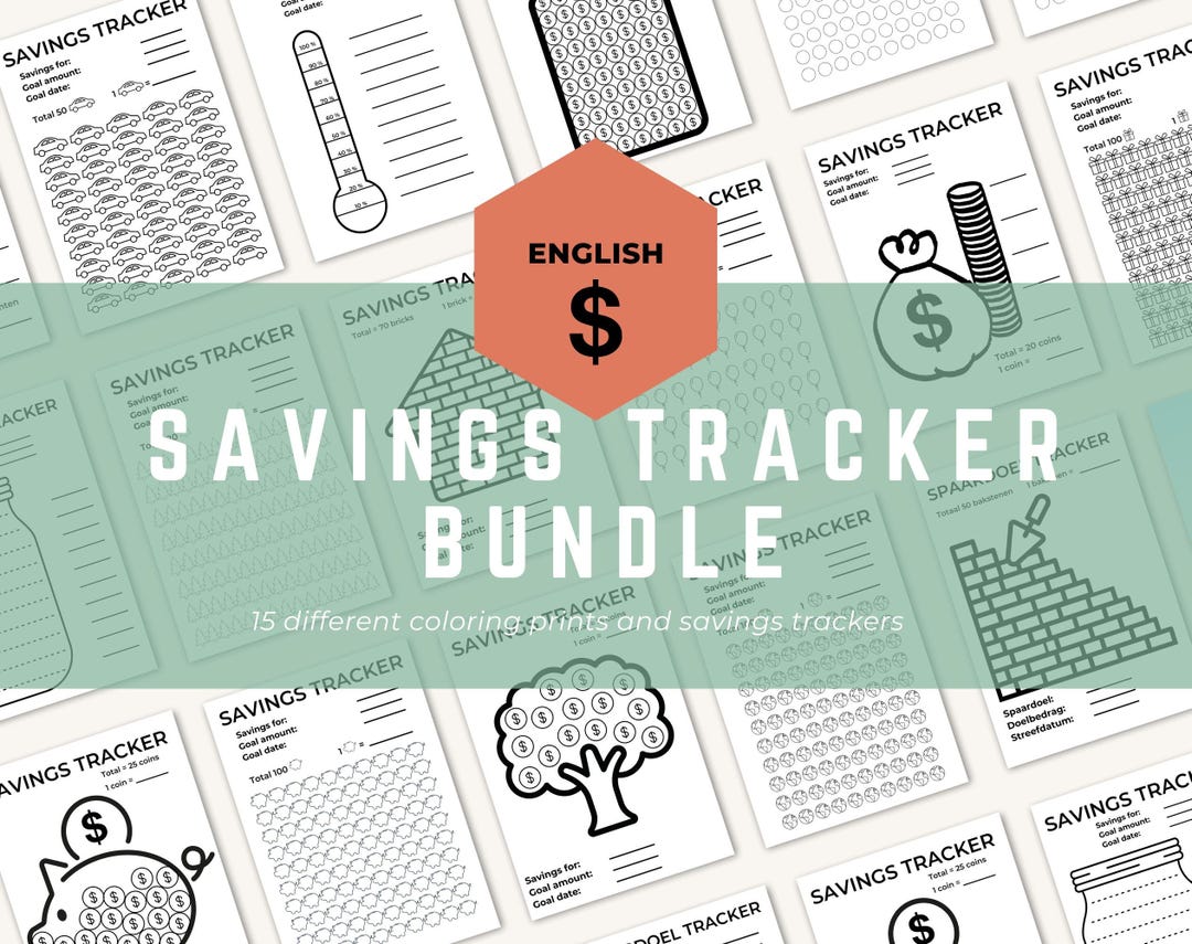 Savings Tracker - Printable Bundle - English - Dollar - Etsy