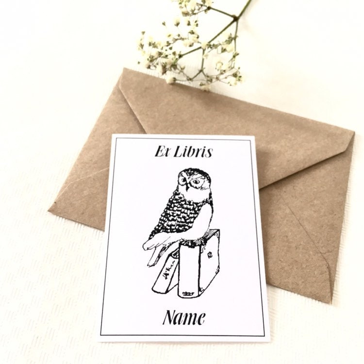 Ex Libris Sticker Book Owl 15 Custom Bookplates Literary | Etsy