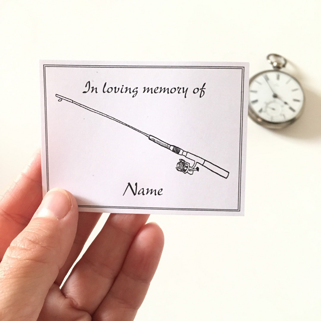 In Loving Memory Ex Libris Stickers, Fishing Rod Bookplates, Sympathy ...