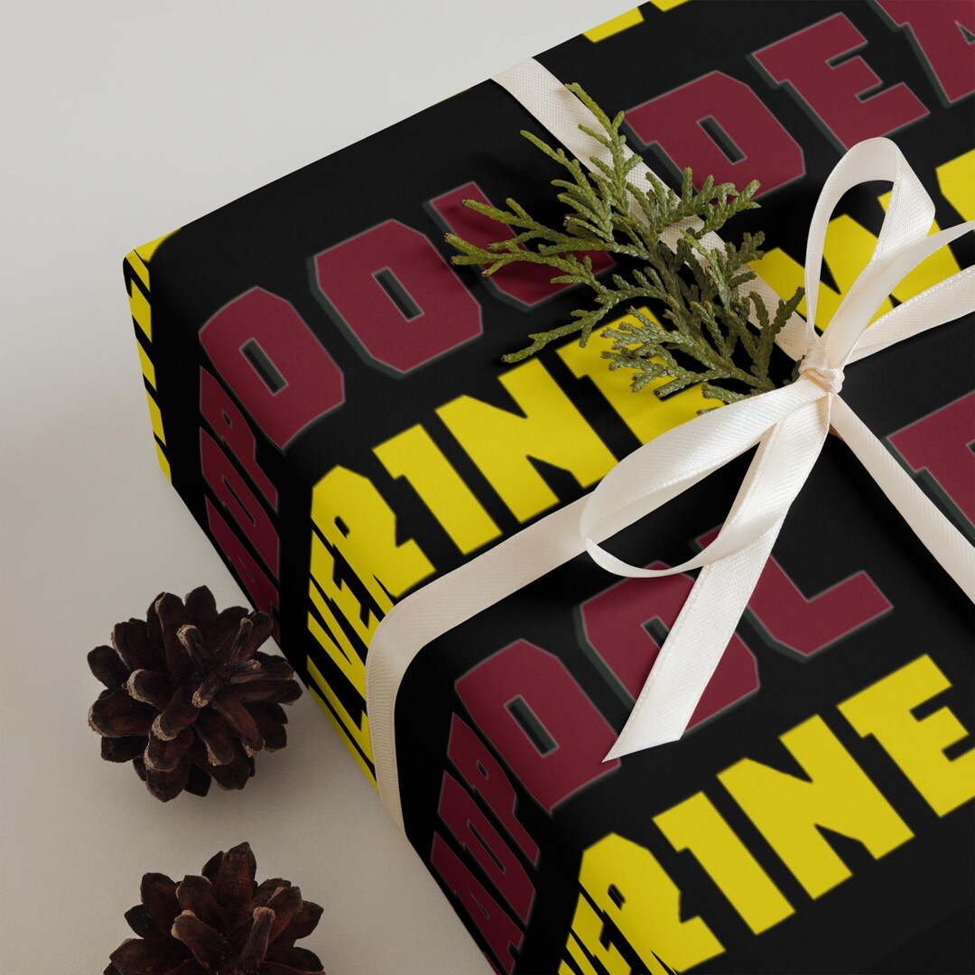 Deadpool Vs. Wolverine Character Font Wrapping Paper Bold Gift Wrap Set ...