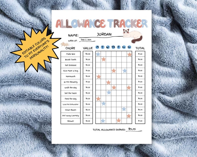 Editable and Printable Cat Chore Chart/calendar/checklist/routine - Etsy