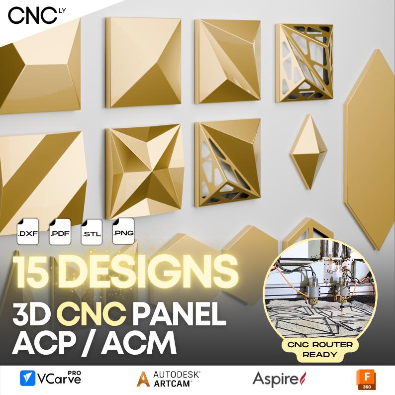 CNC 3D Panel Design Bundle - 15 Wall Panels – .dxf & .stl Files for ACP ...