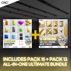 CNC 3D Panel Design Bundle - 28 Wall Panels – Includes Pack 13 + Pack 15 – .dxf & .stl Files for ...